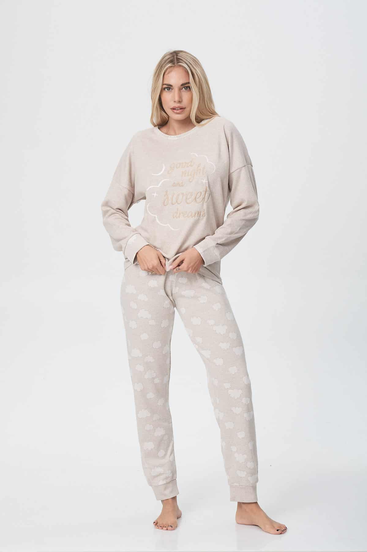 Beige pyjamas with print and design bubbles - Maraka